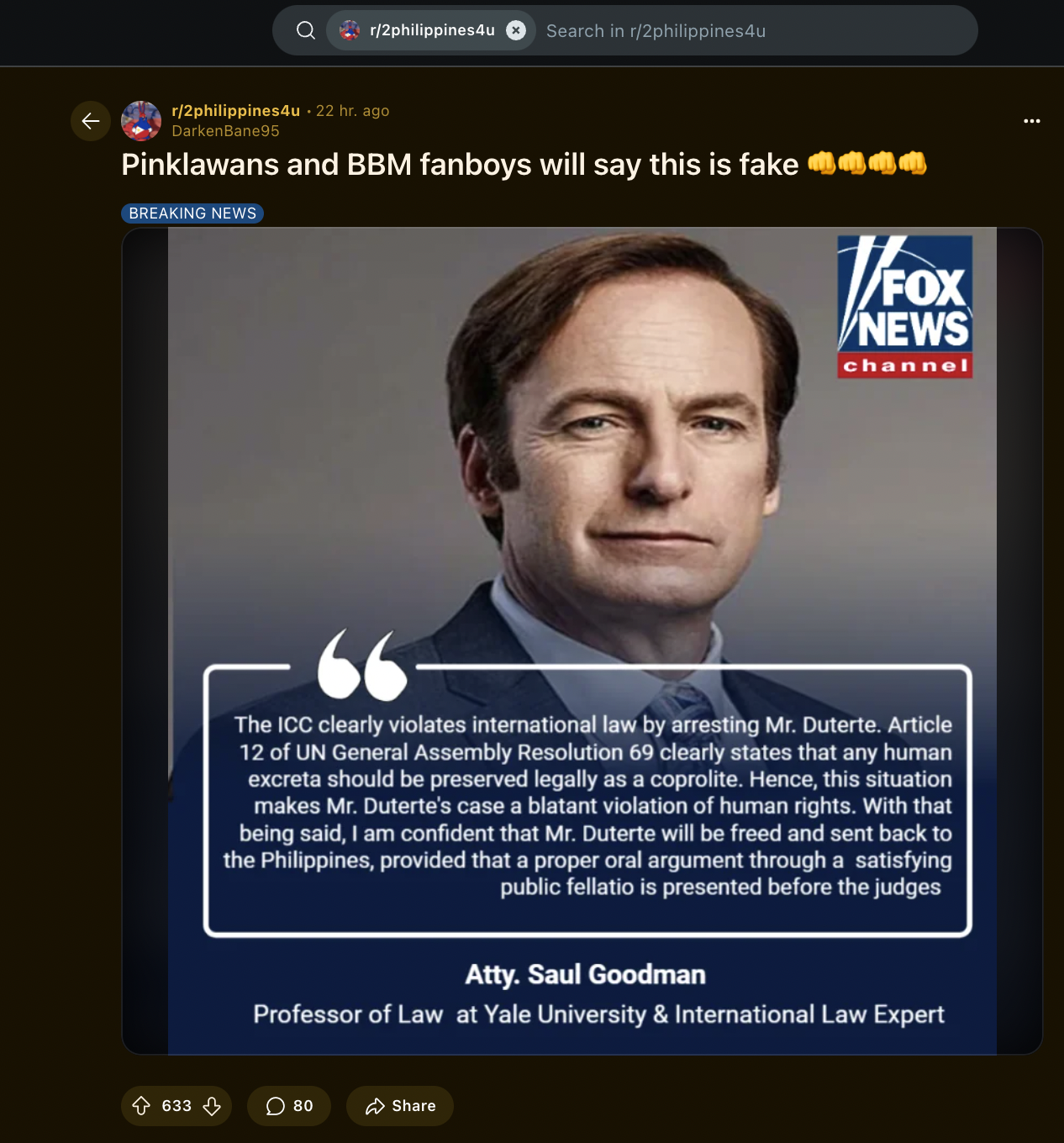 Objection! Saul Goodman quote card backing Duterte a hoax – Tinig ng ...