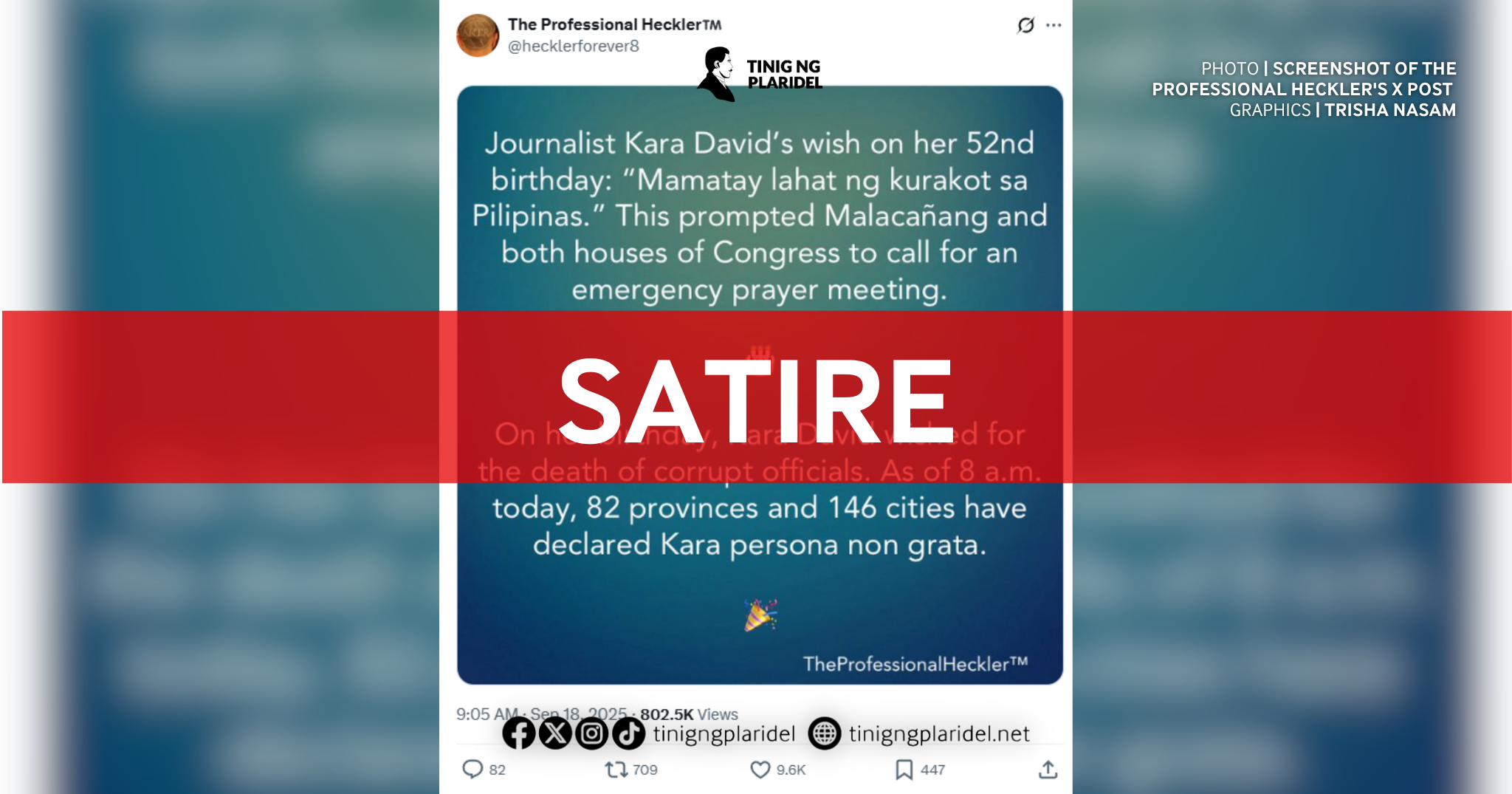 Post claiming gov't held prayer meeting, declared Kara David persona ...